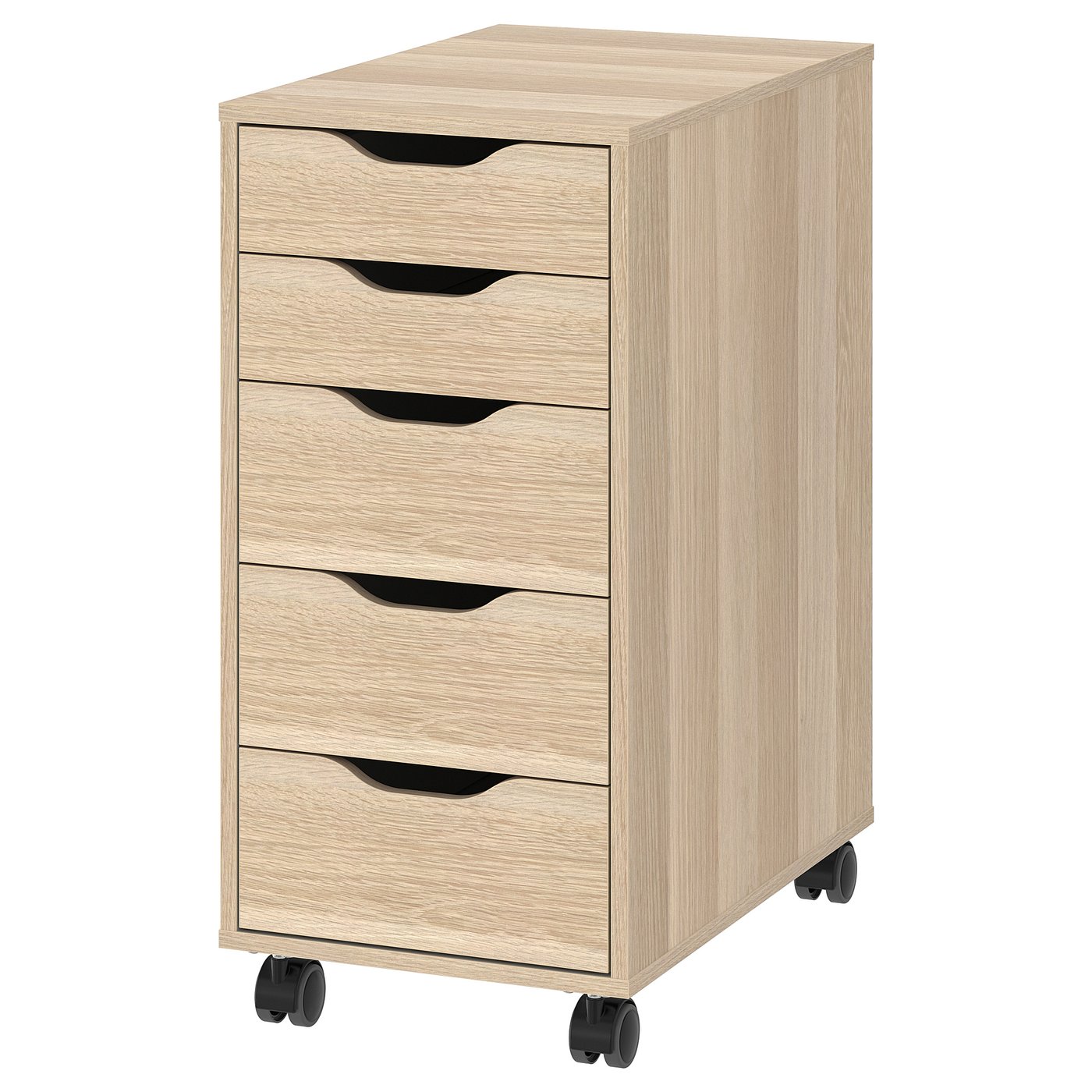 ALEX drawer unit on castors white stained oak effect/black - IKEA