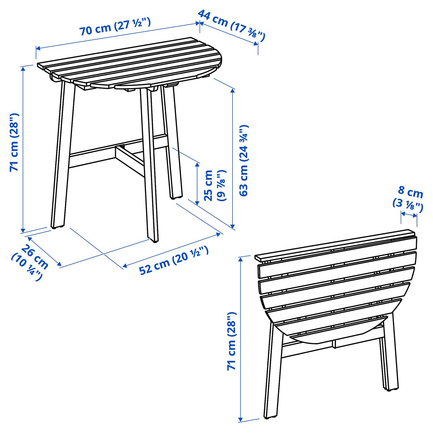 ASKHOLMEN table for wall, outdoor acacia - IKEA