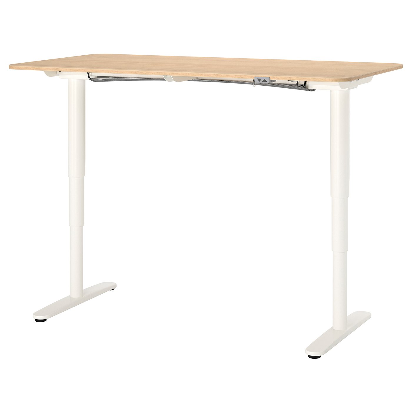 BEKANT desk sit/stand white stained oak veneer/white - IKEA