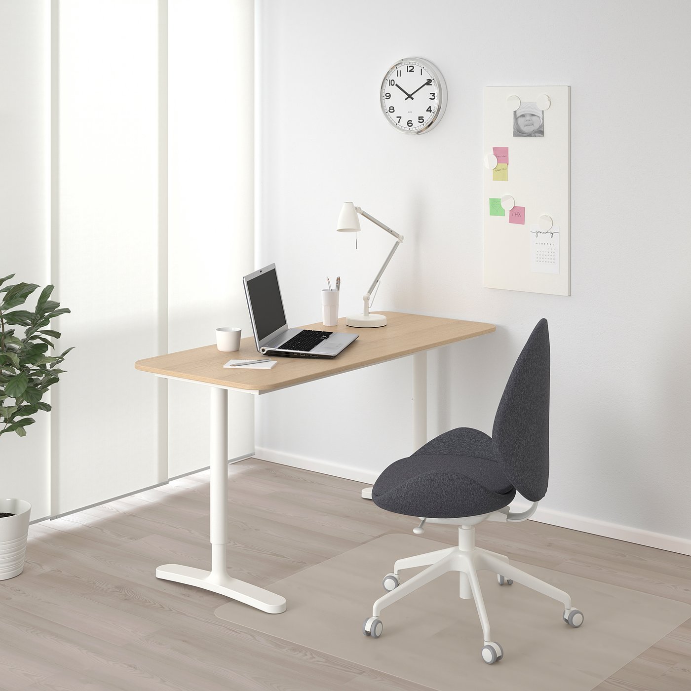 BEKANT desk white stained oak veneer/white - IKEA