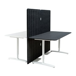 BEKANT desk with screen white/dark grey - IKEA