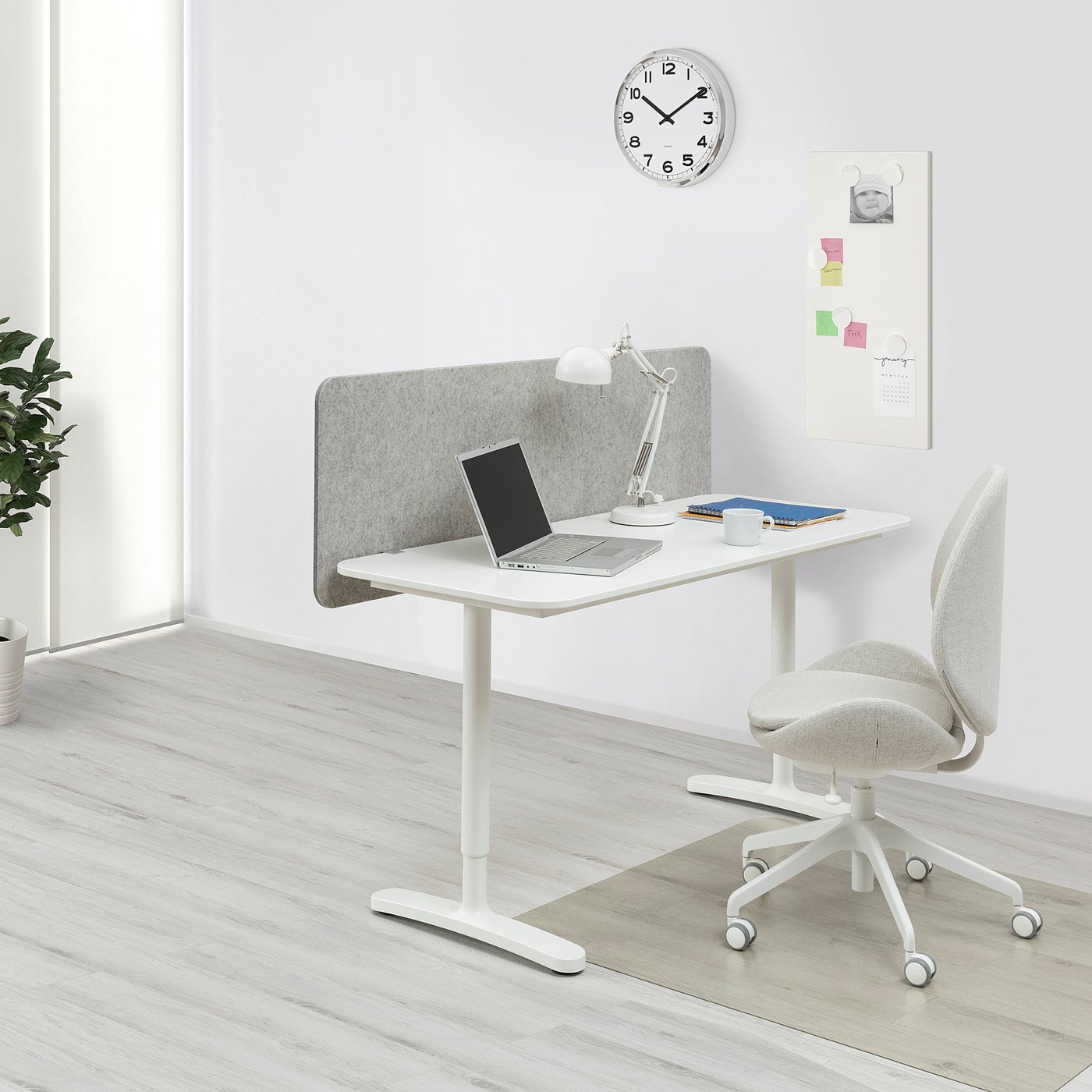 BEKANT desk with screen white/grey - IKEA