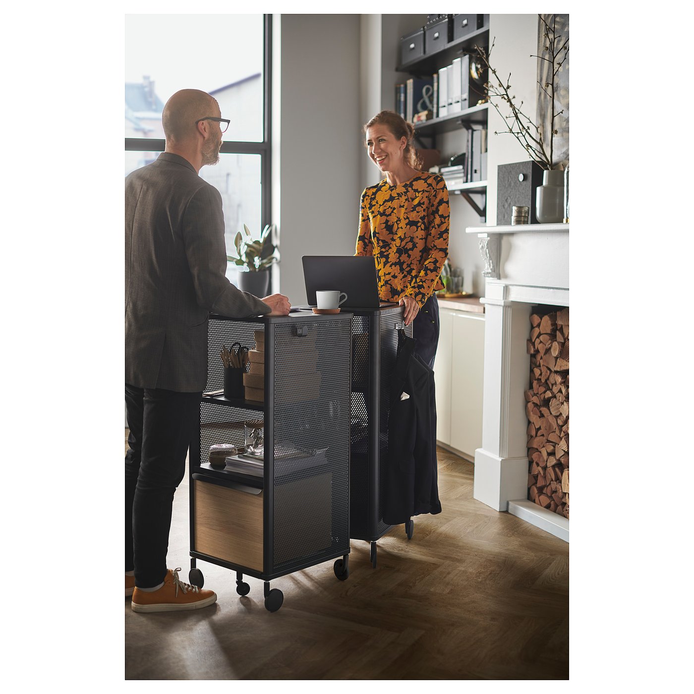 BEKANT storage unit with smart lock mesh black - IKEA