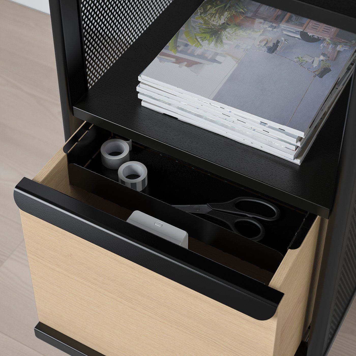 BEKANT storage unit with smart lock mesh black - IKEA