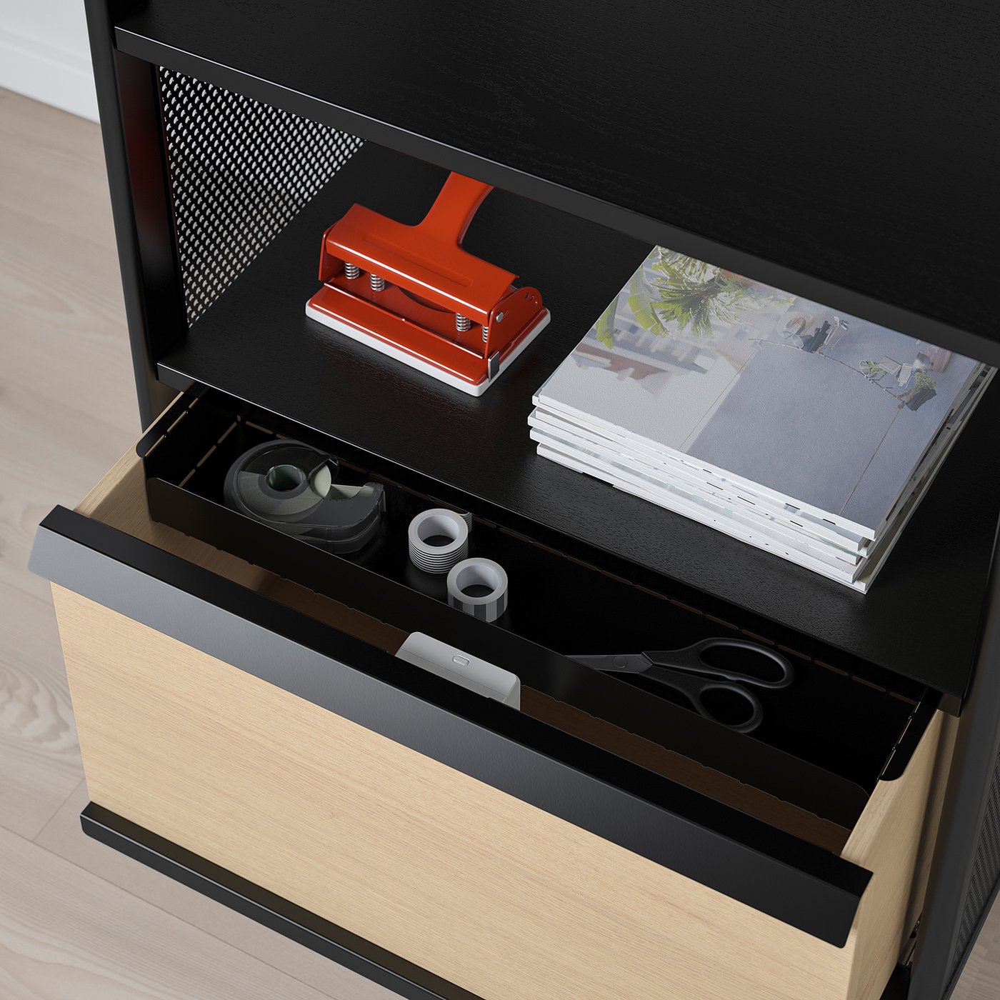 BEKANT storage unit with smart lock mesh black - IKEA