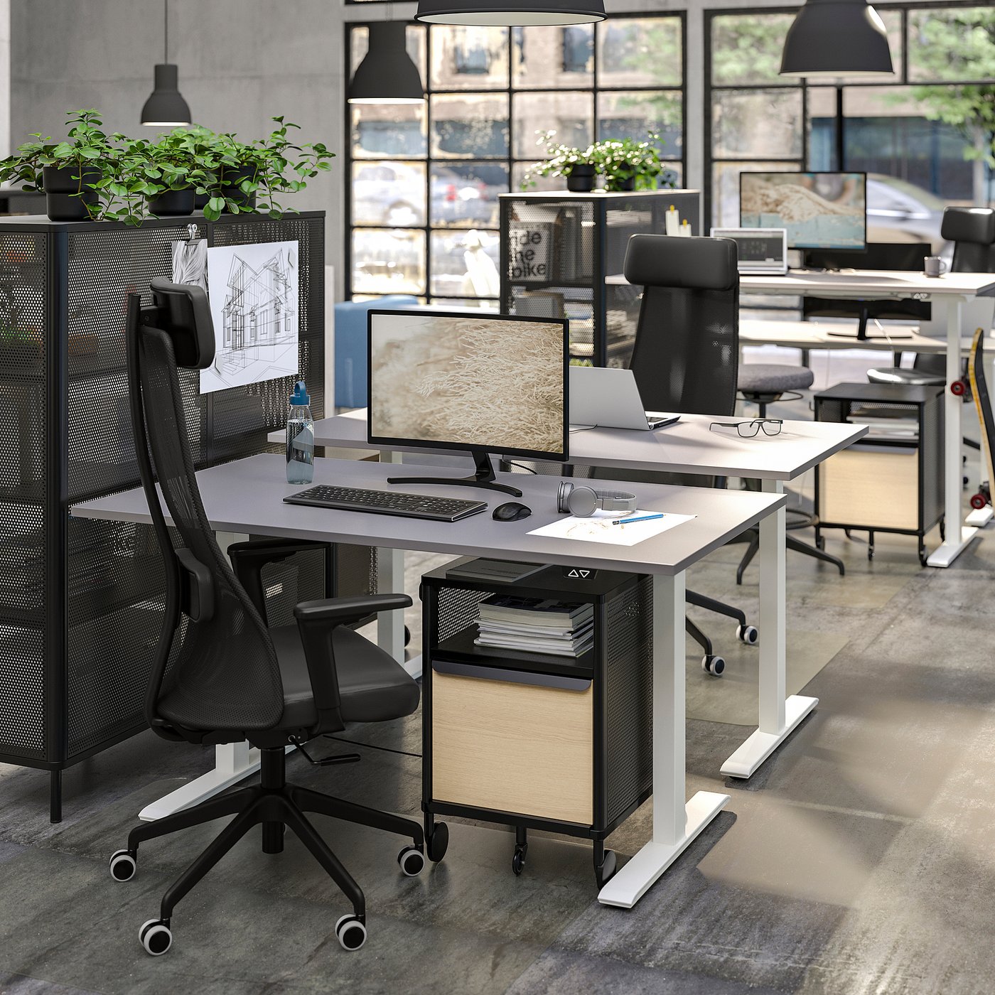 BEKANT storage unit with smart lock mesh black - IKEA