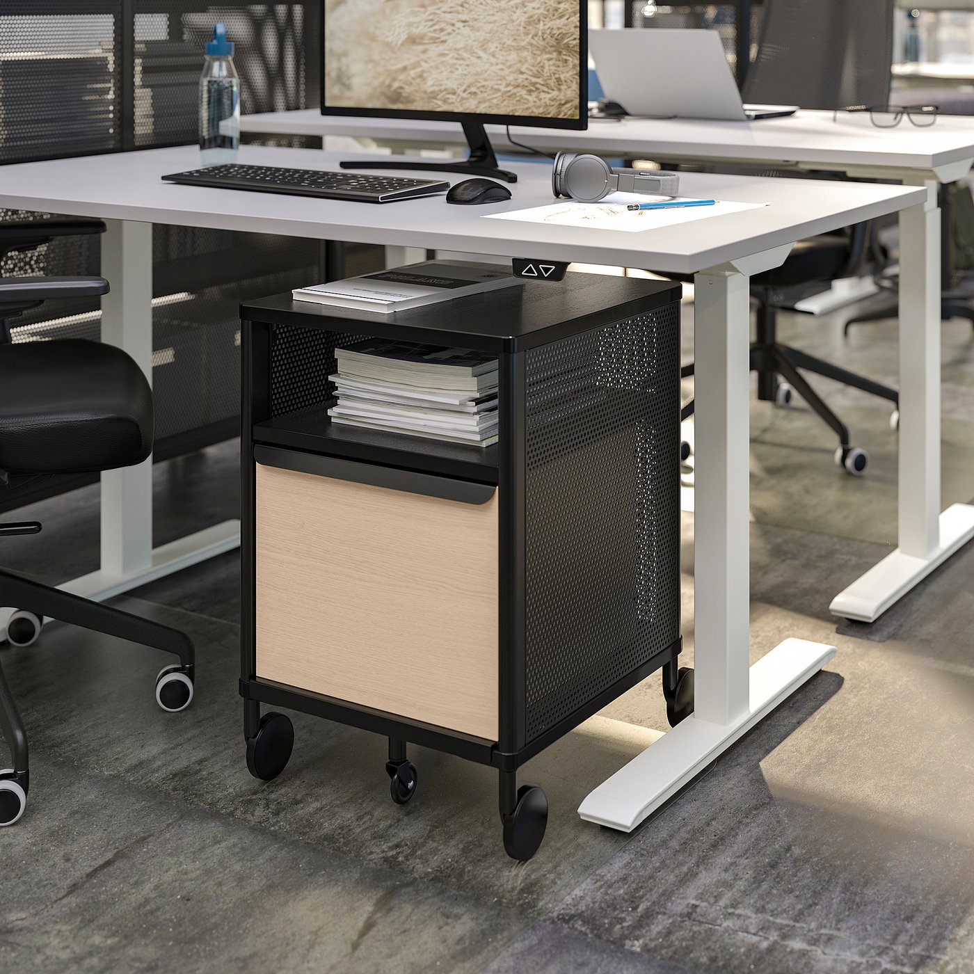 BEKANT storage unit with smart lock mesh black - IKEA