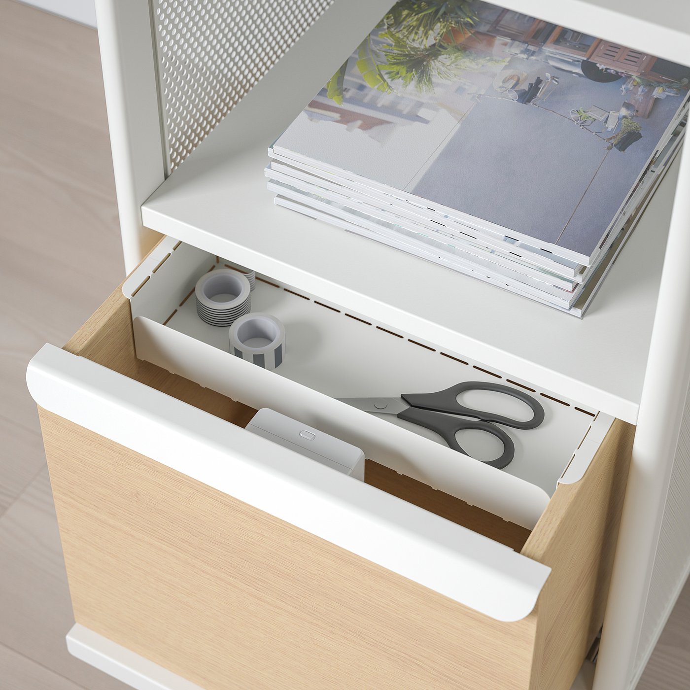BEKANT storage unit with smart lock mesh white - IKEA