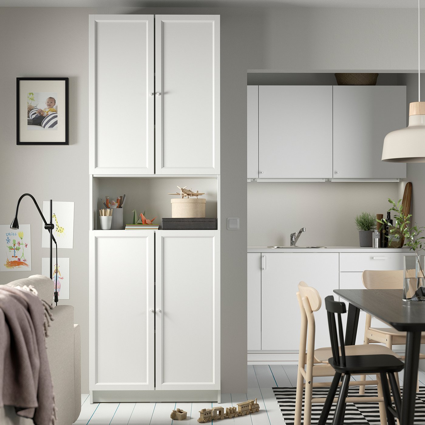 BILLY / OXBERG bookcase w doors/extension unit white - IKEA