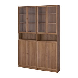 BILLY / OXBERG bookcase w height extension ut/drs brown walnut effect ...