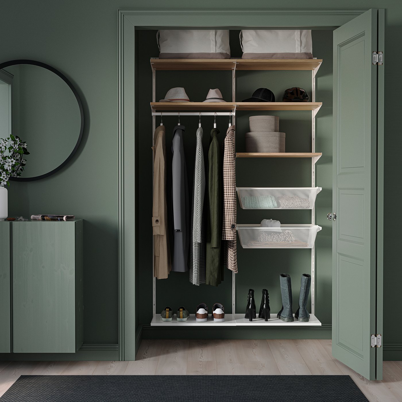 BOAXEL wardrobe combination white/oak - IKEA