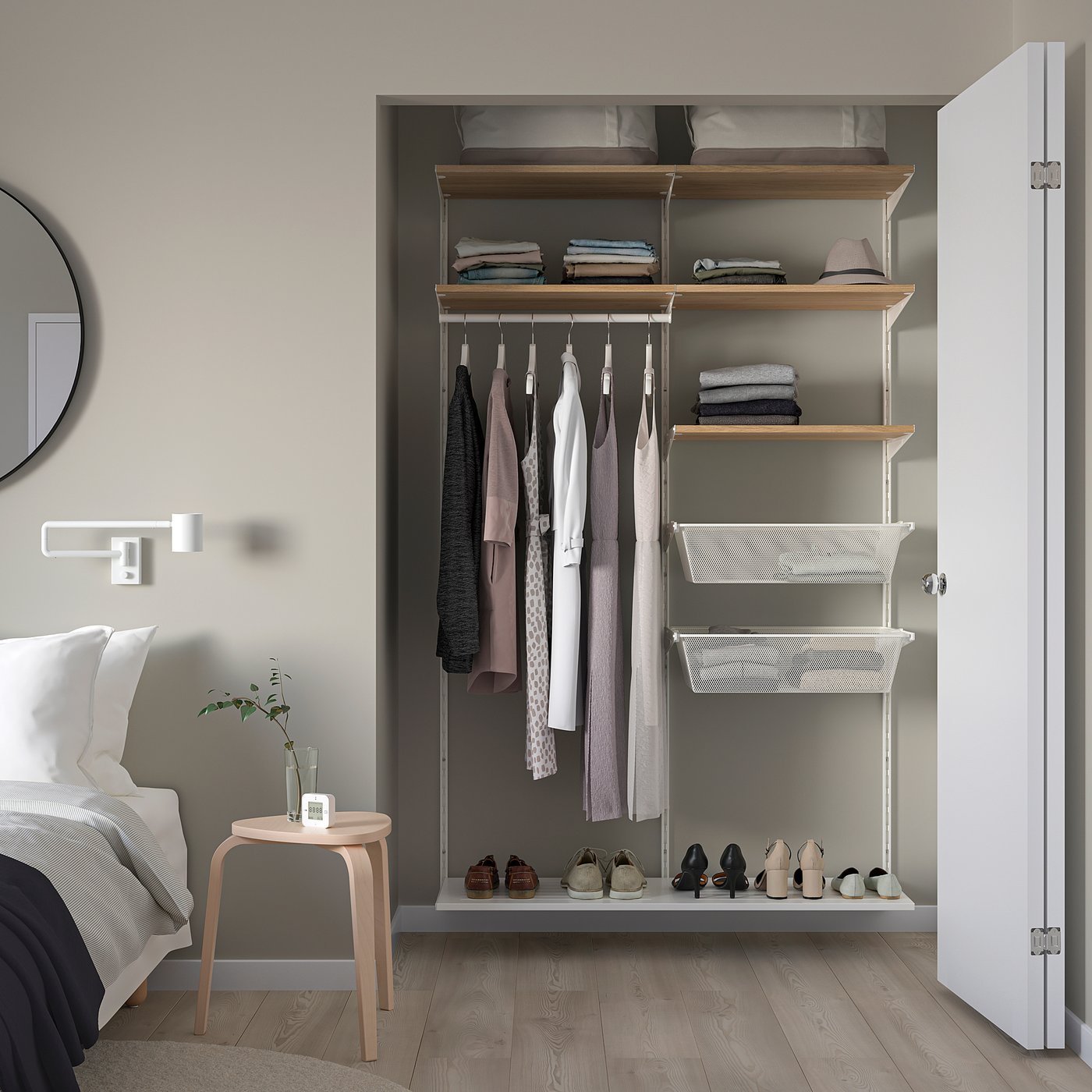 BOAXEL wardrobe combination white/oak - IKEA