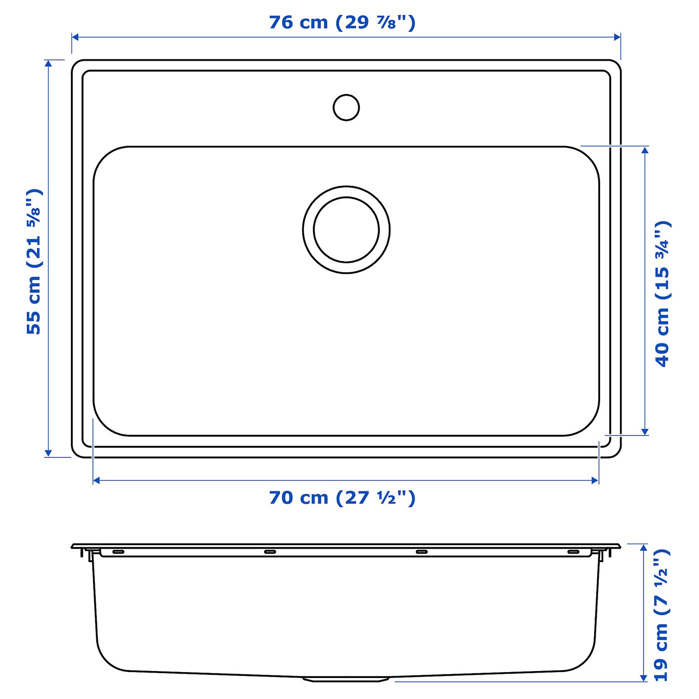 BOHOLMEN inset sink, 1 bowl stainless steel - IKEA