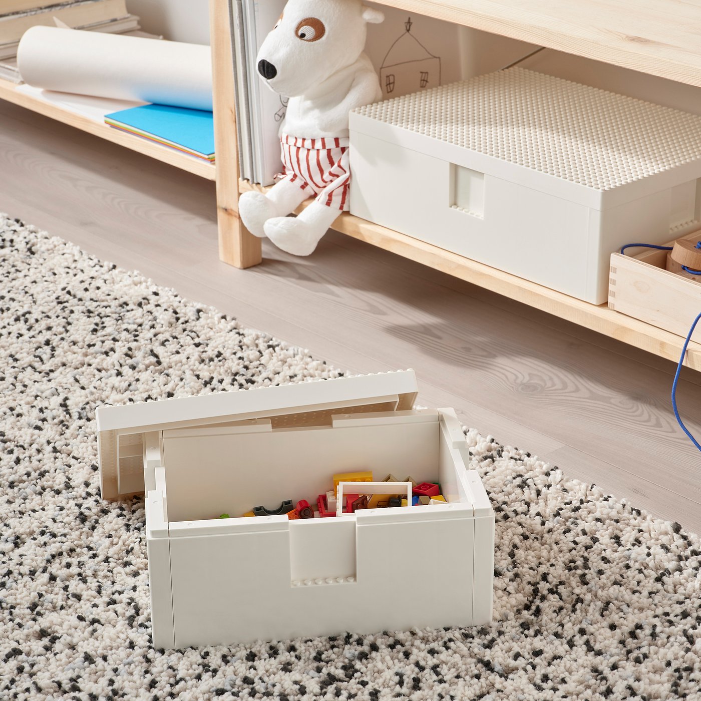 BYGGLEK LEGO® box with lid white - IKEA
