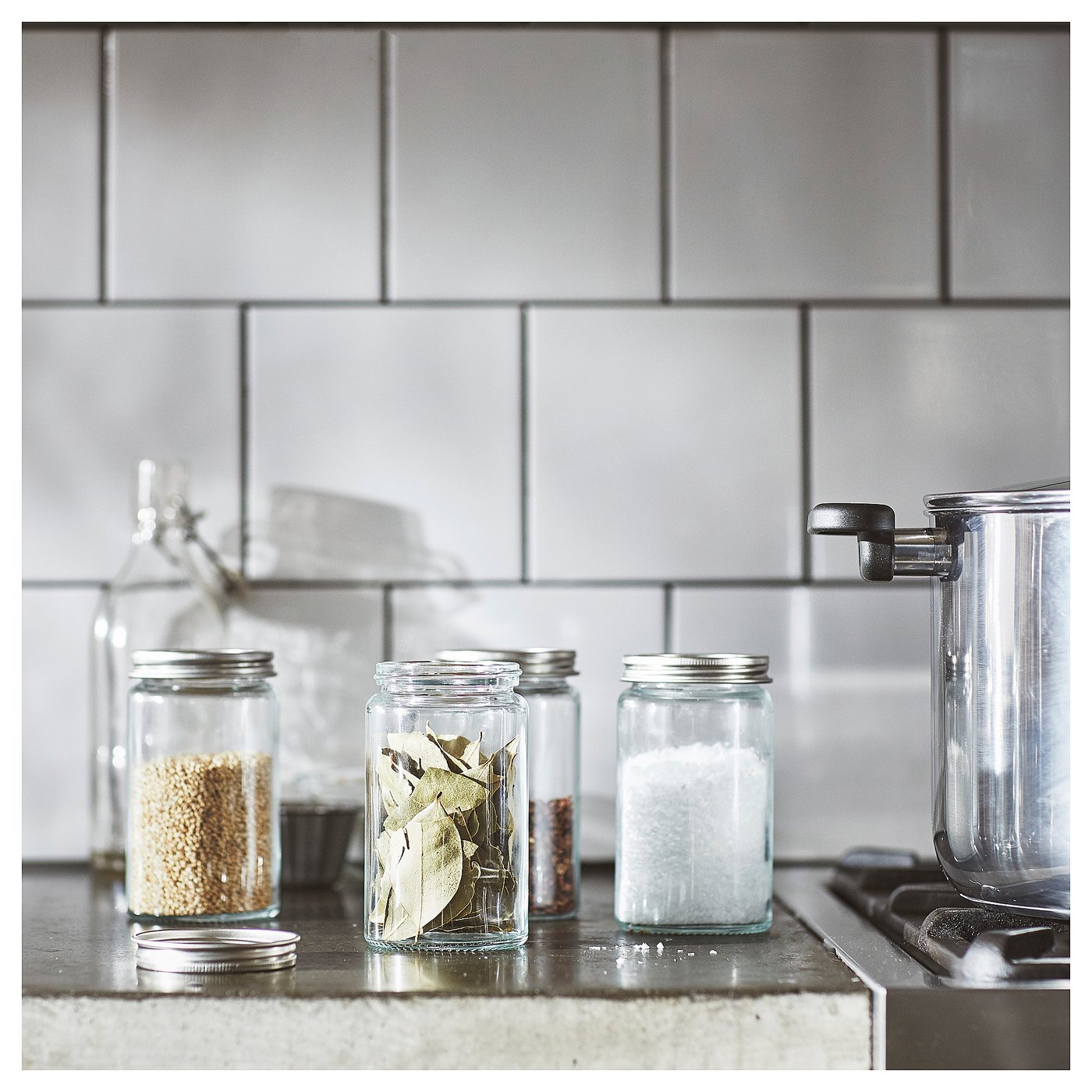 CITRONHAJ spice jar clear glass/stainless steel - IKEA