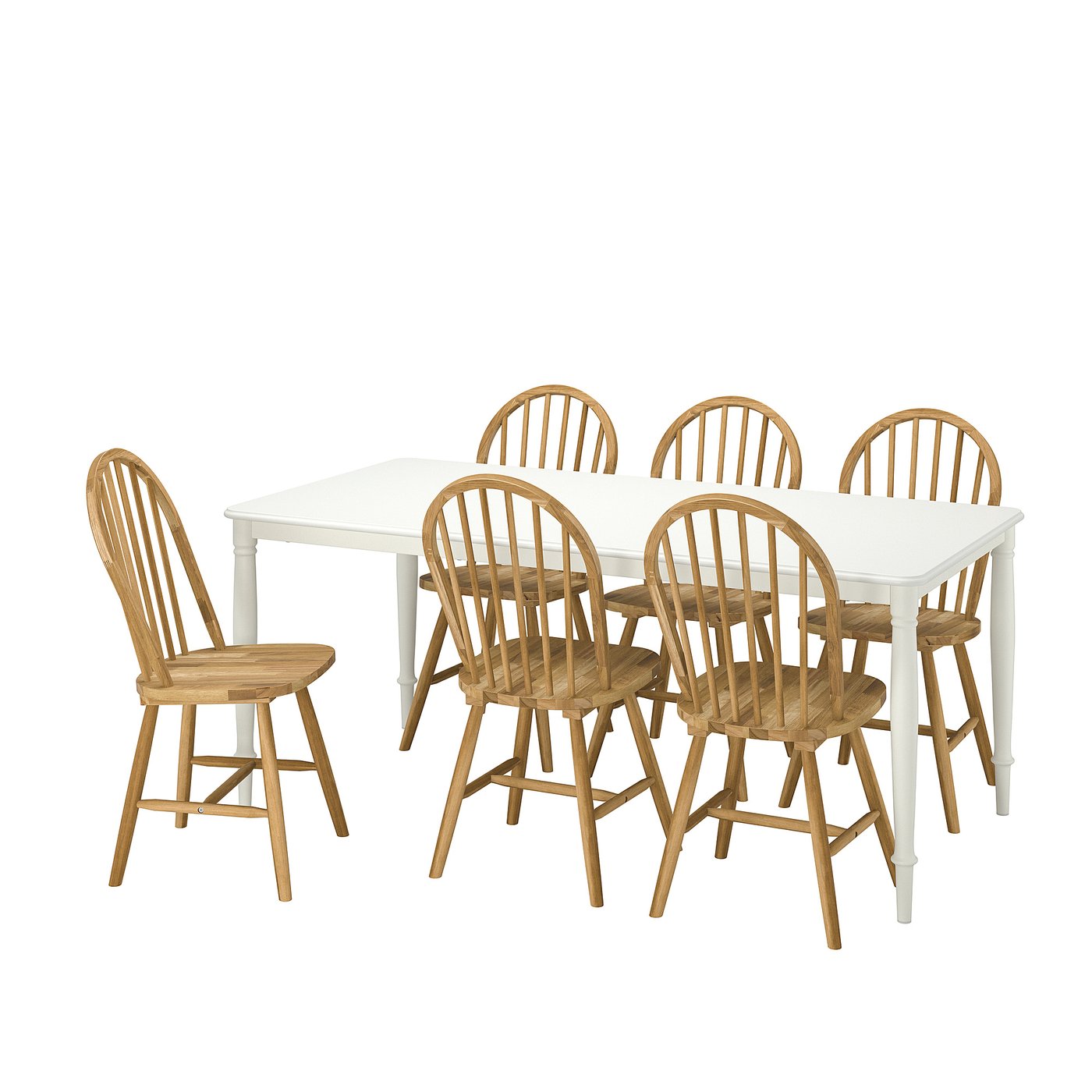 DANDERYD / SKOGSTA table and 6 chairs white/acacia - IKEA