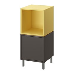EKET cabinet combination with legs dark grey pale yellow/metal - IKEA