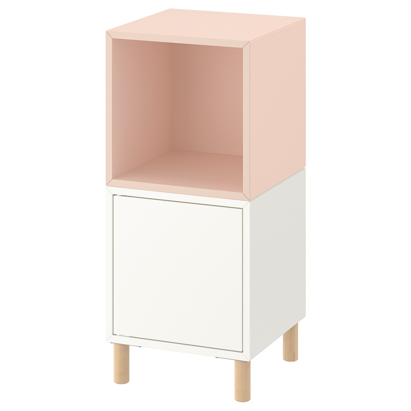 EKET cabinet combination with legs white pale pink/wood - IKEA