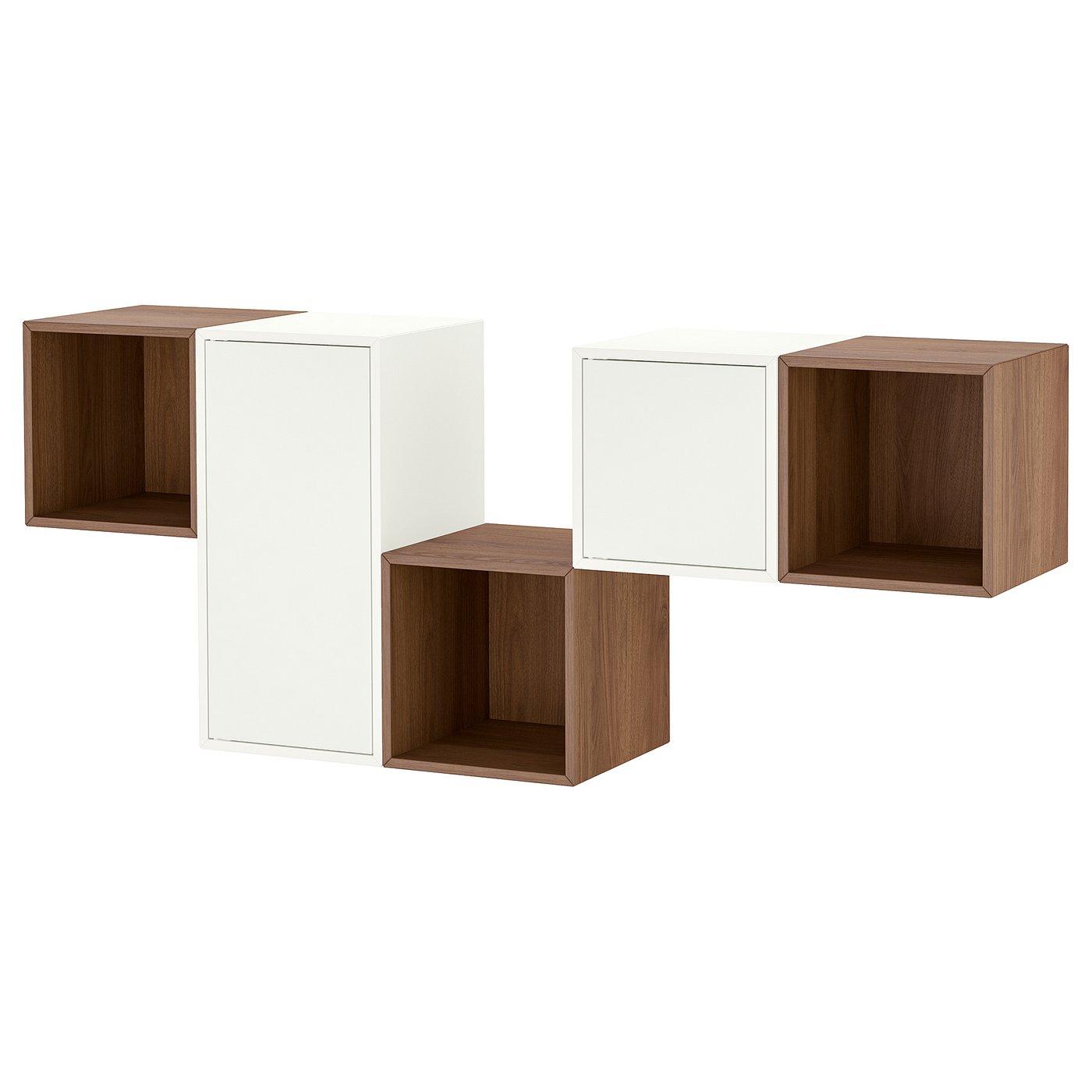 EKET wall-mounted cabinet combination white/walnut effect - IKEA