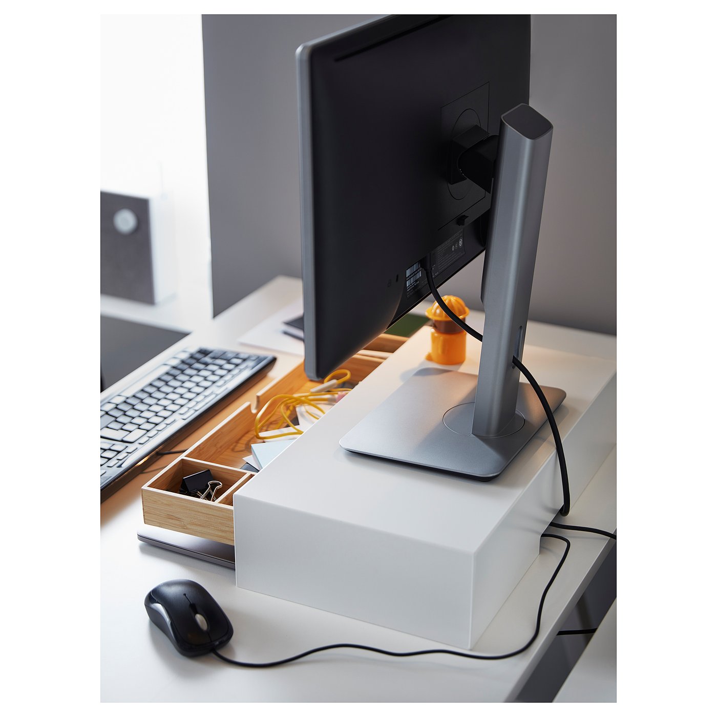 ELLOVEN monitor stand with drawer white - IKEA