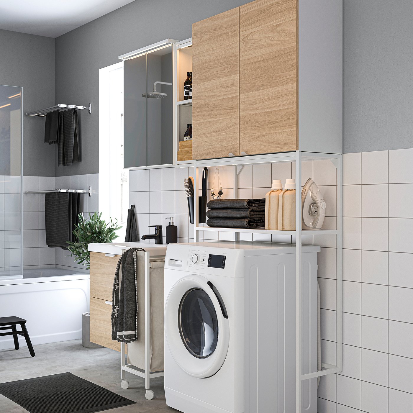 ENHET laundry white/oak effect - IKEA