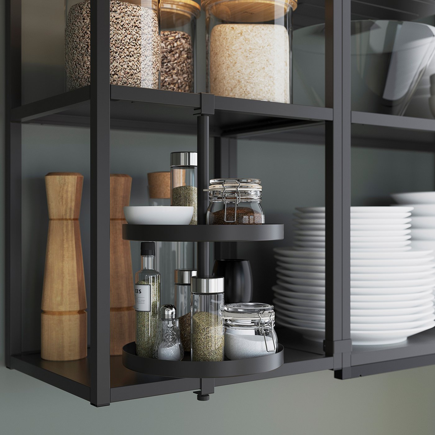 ENHET wall fr w shelves anthracite - IKEA