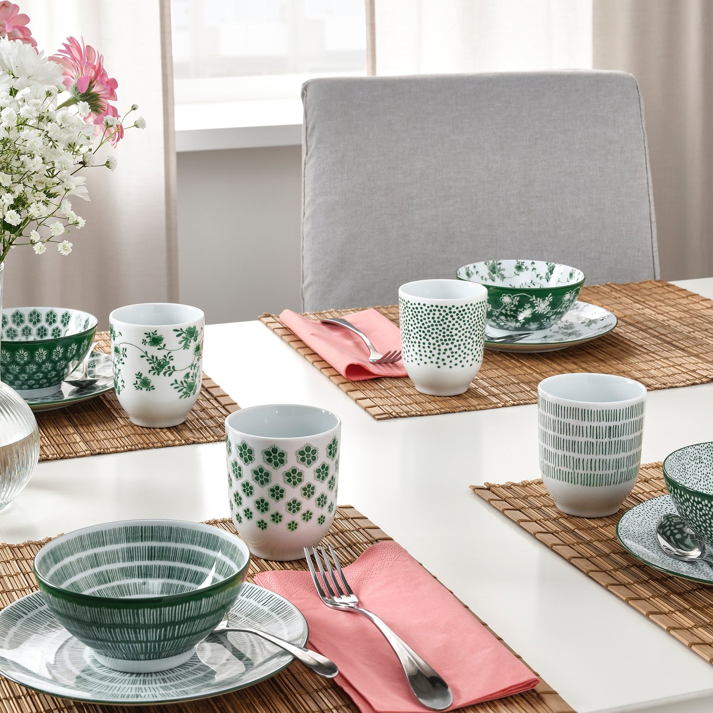 ENTUSIASM mug patterned/green - IKEA