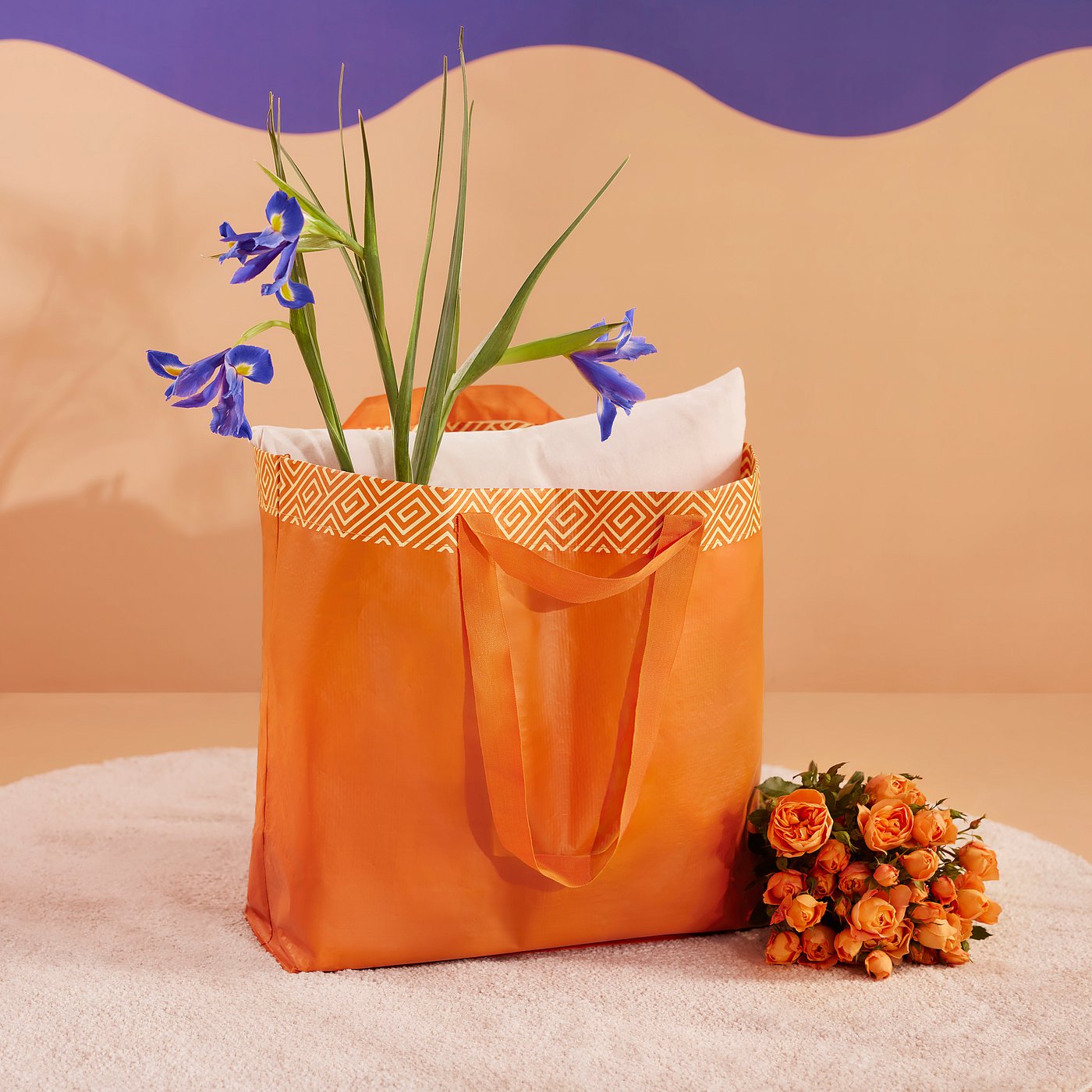 FRAKTA carrier bag, medium orange/thunder pattern - IKEA