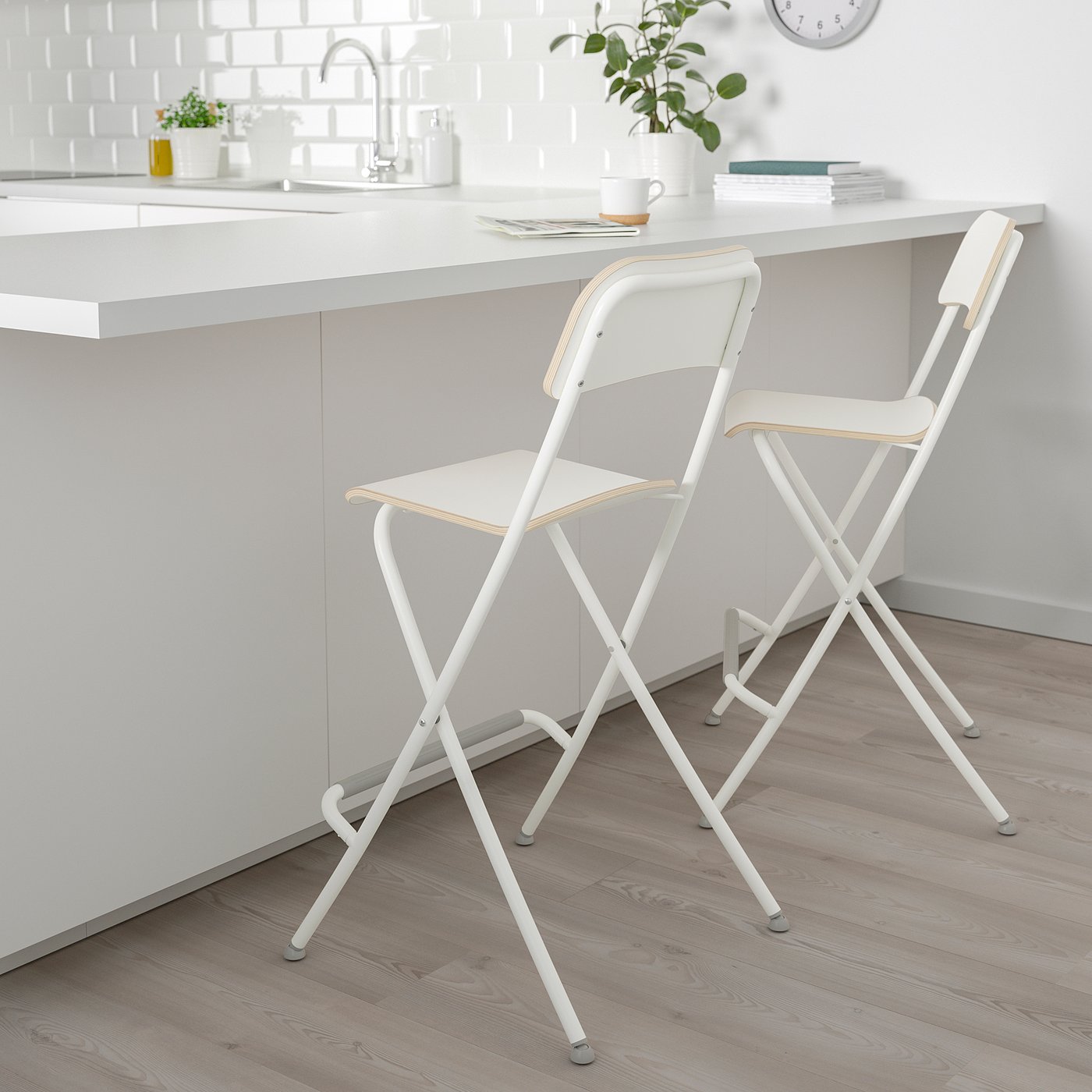 FRANKLIN bar stool with backrest, foldable white/white - IKEA