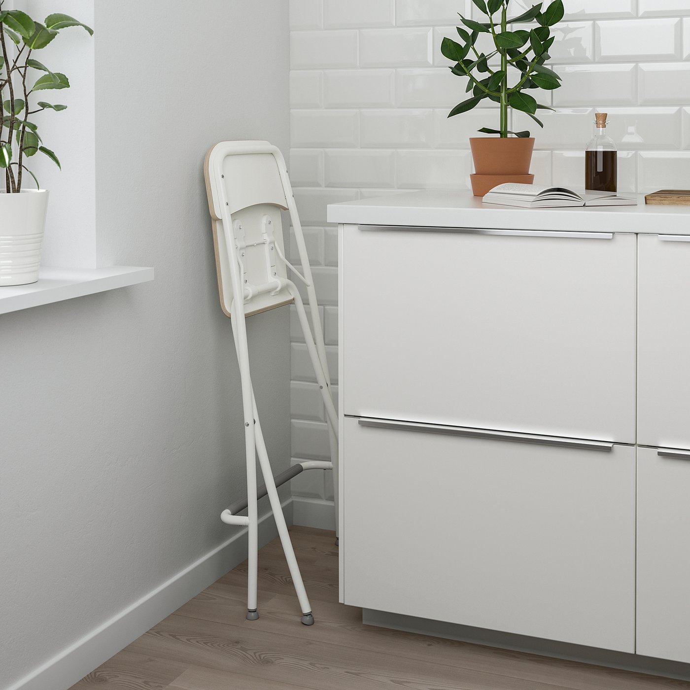 FRANKLIN bar stool with backrest, foldable white/white - IKEA
