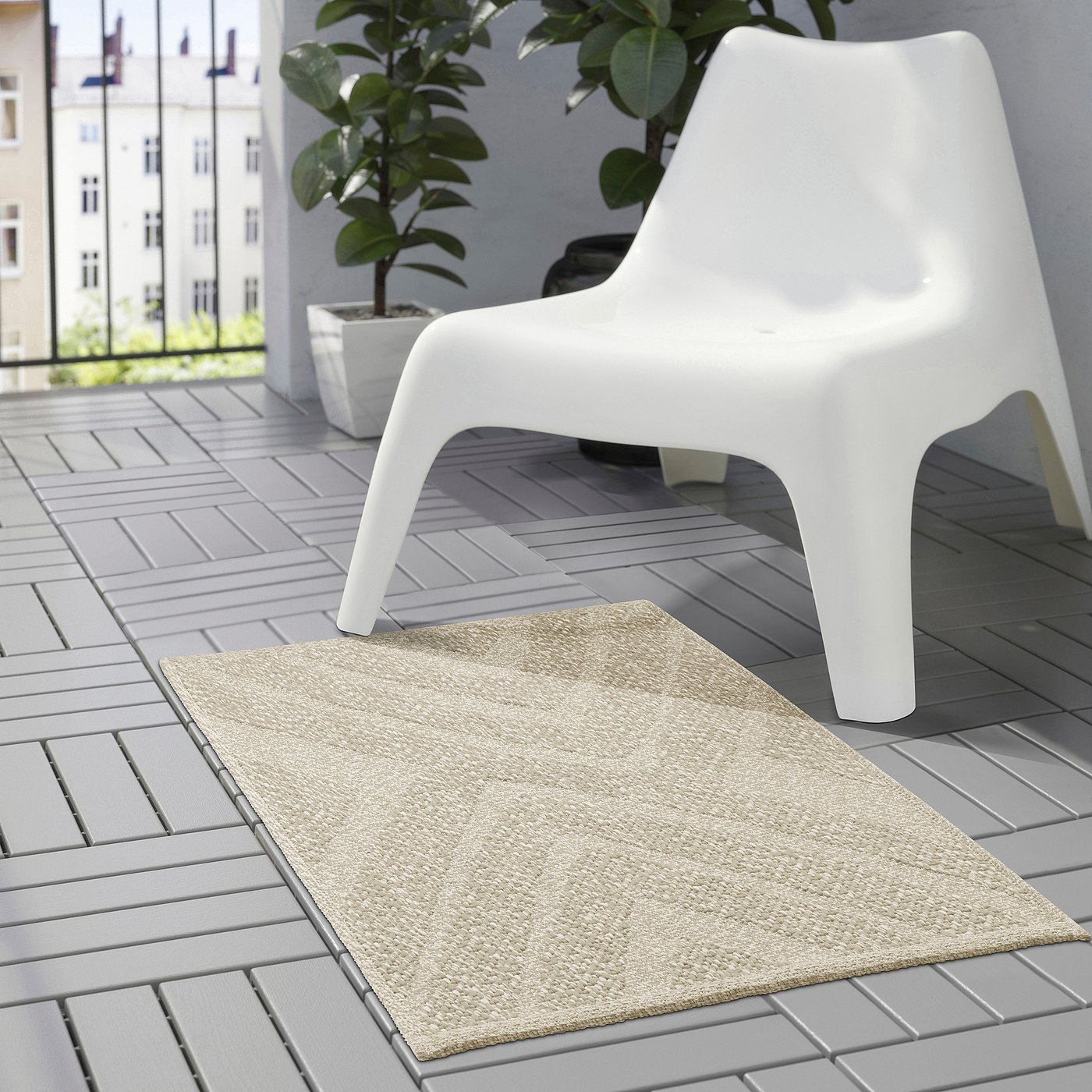 FULLMAKT rug flatwoven, in/outdoor beige/mélange - IKEA
