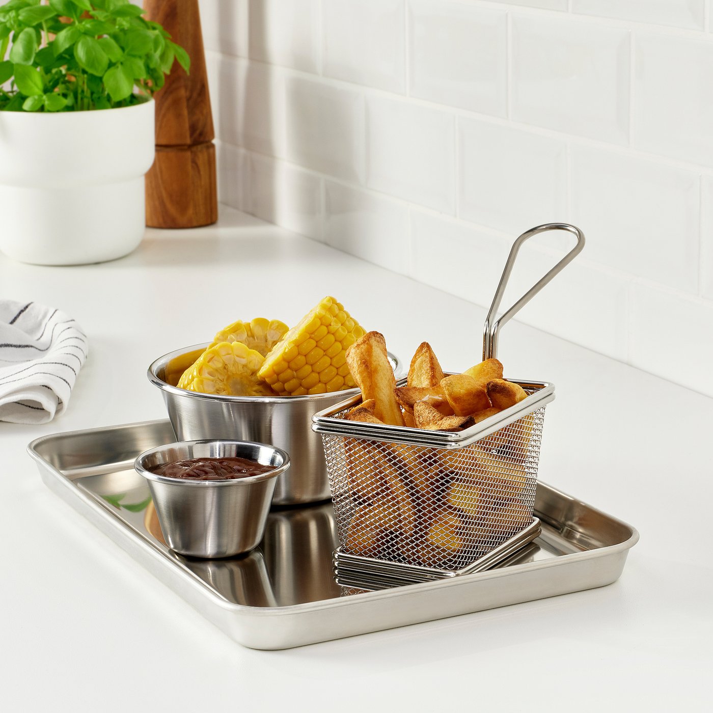 GRILLTIDER serving tray stainless steel - IKEA