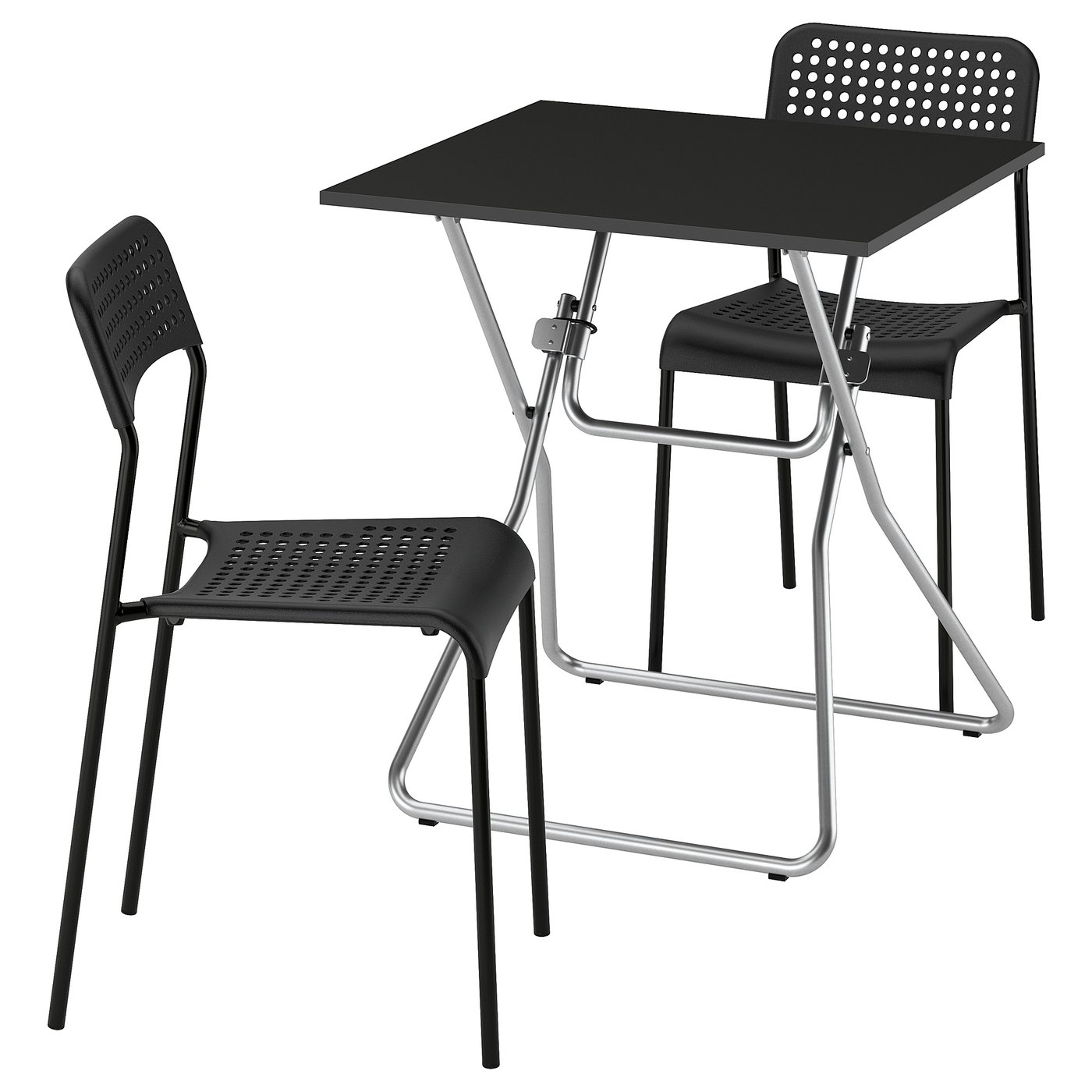 GUNDE / ADDE table and 2 chairs folding black/black - IKEA