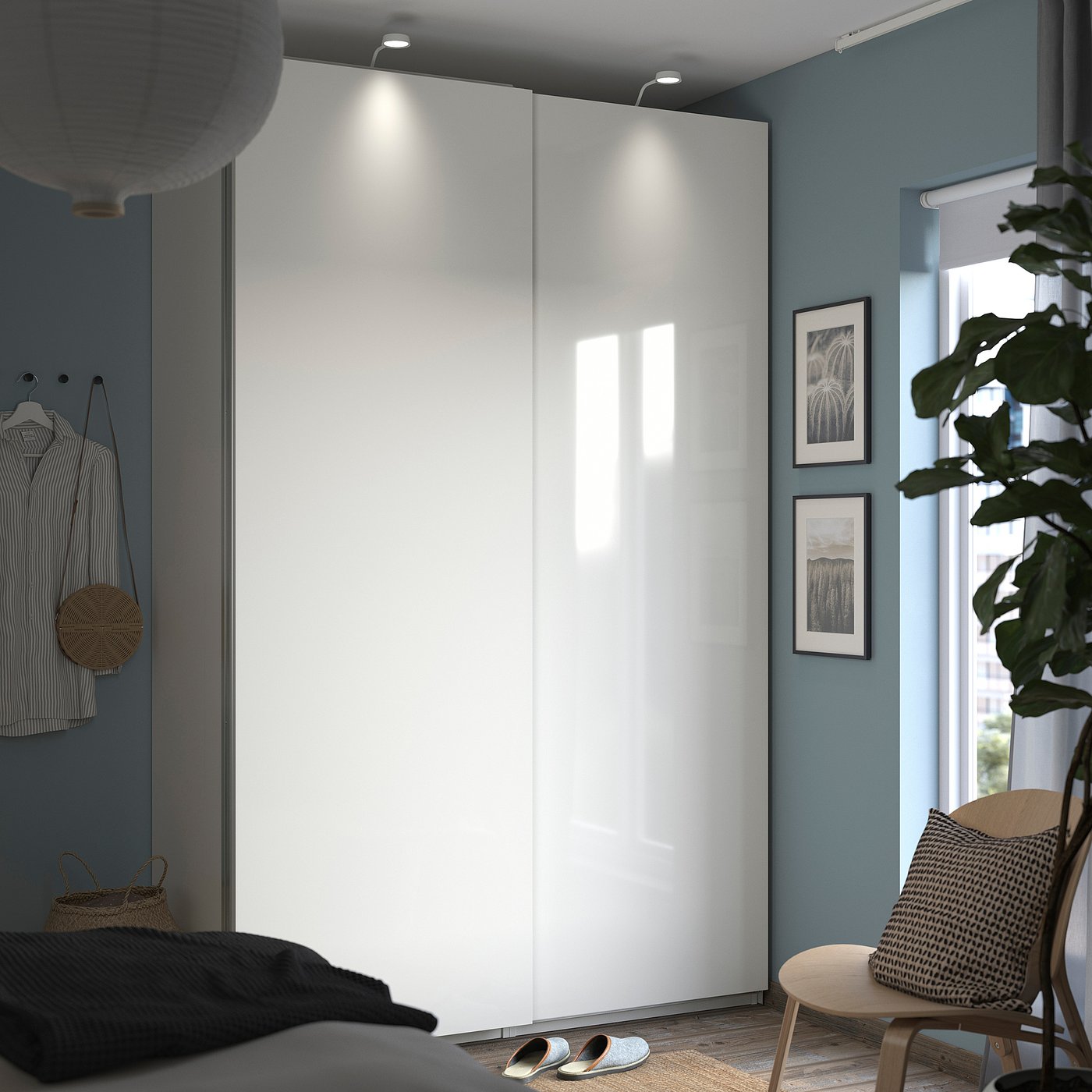 HASVIK pair of sliding doors high-gloss white - IKEA