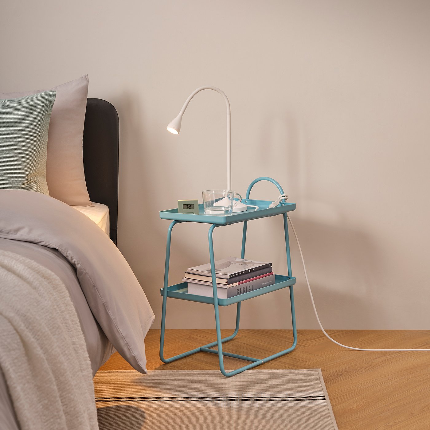 HATTÅSEN bedside table/shelf unit blue-turquoise - IKEA