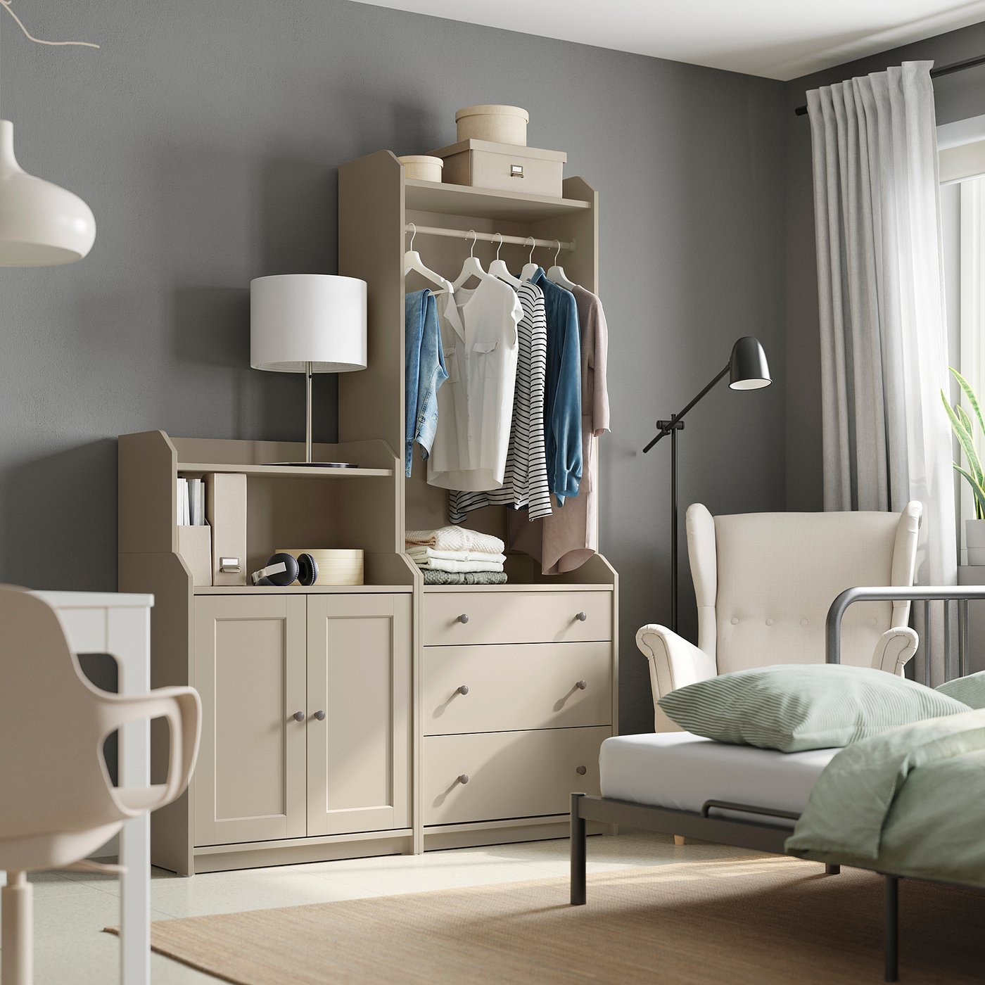 HAUGA storage combination beige - IKEA