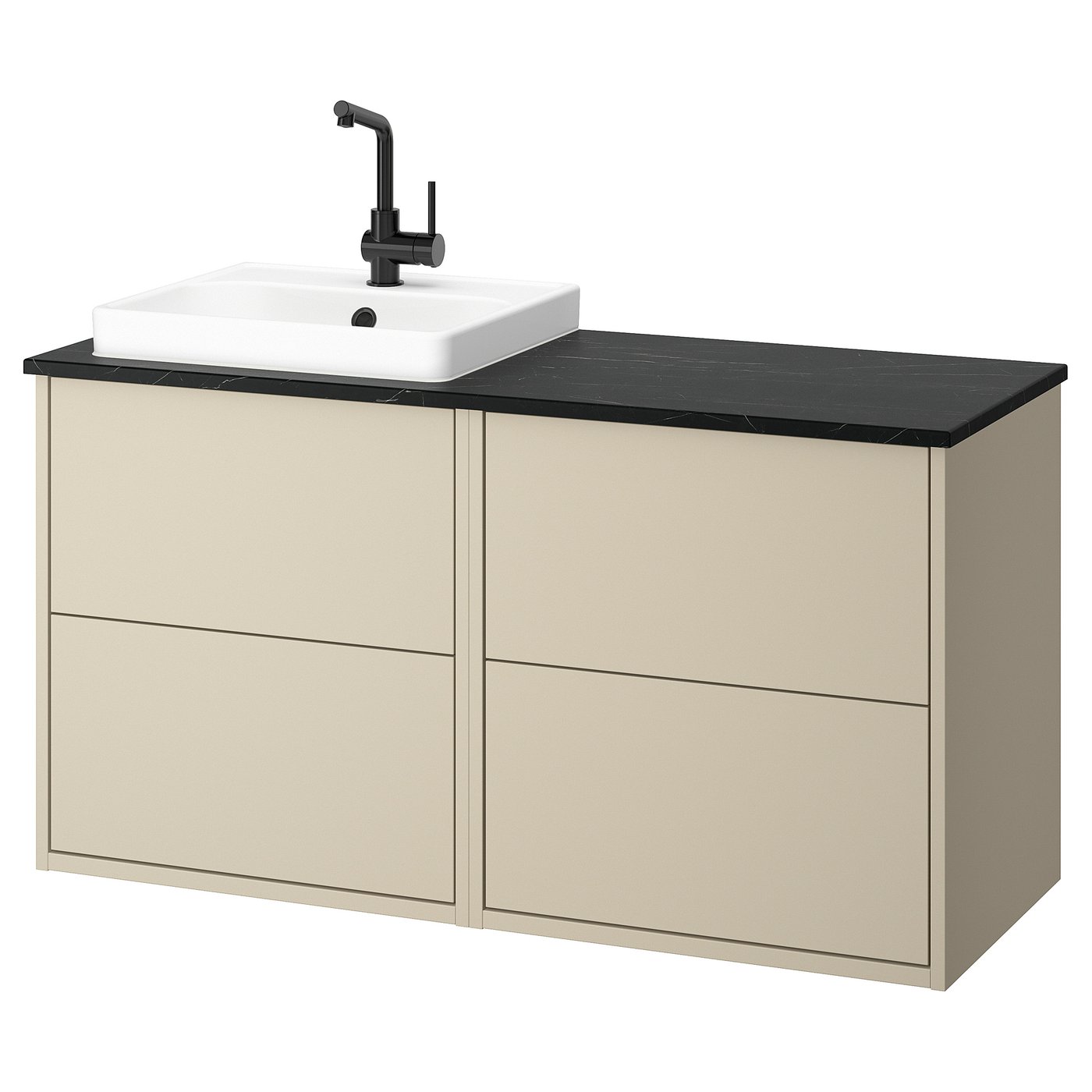 HAVBÄCK / ORRSJÖN wash-stand/wash-basin/tap beige/black marble effect ...