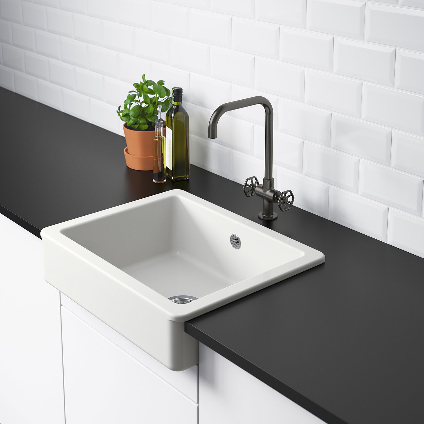 HAVSEN sink bowl w visible front white - IKEA