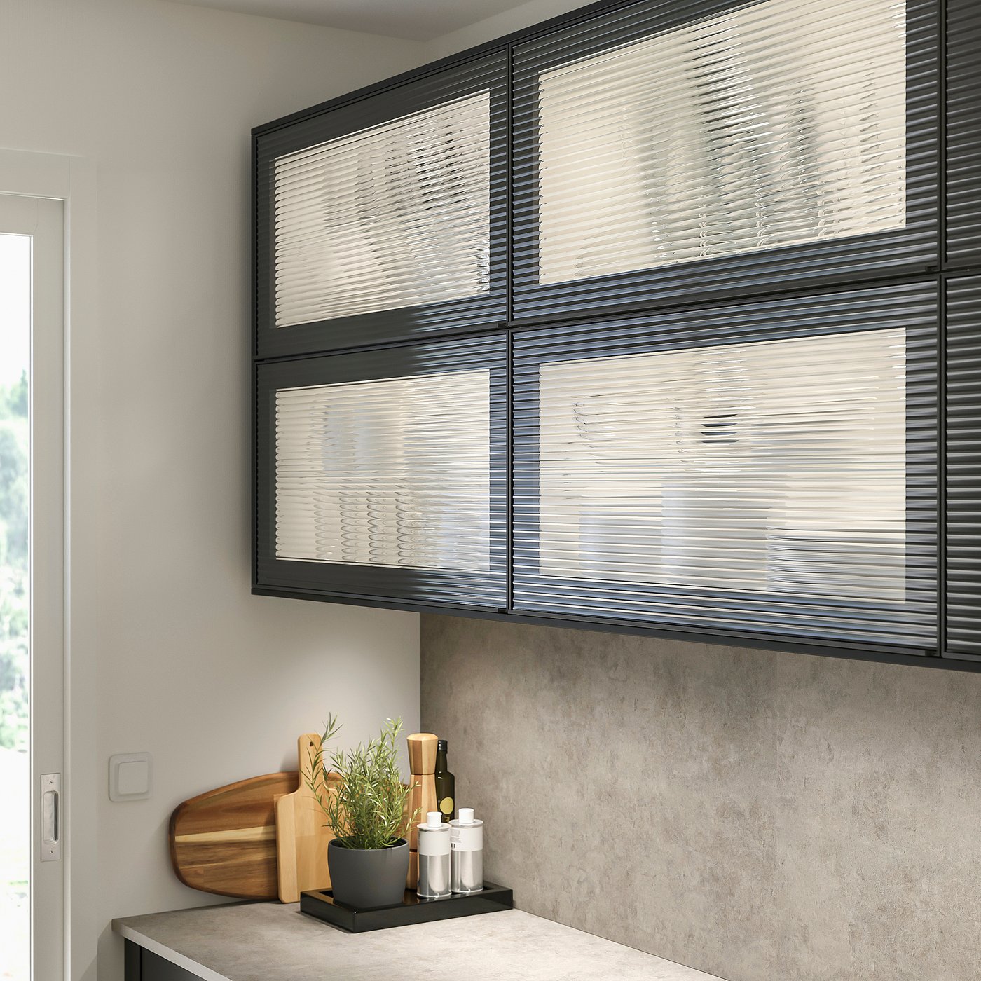 HEJSTA glass door anthracite/reeded glass - IKEA
