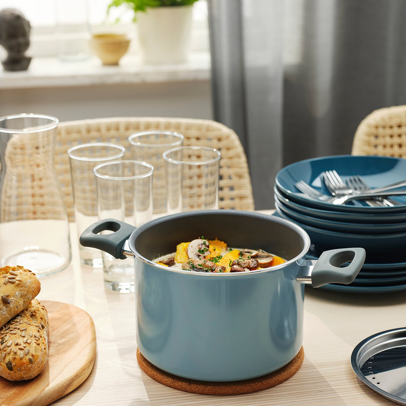 HEMLAGAD 6-piece cookware set grey/grey-blue - IKEA