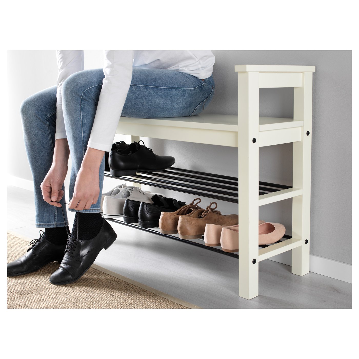 HEMNES bench with shoe storage white - IKEA