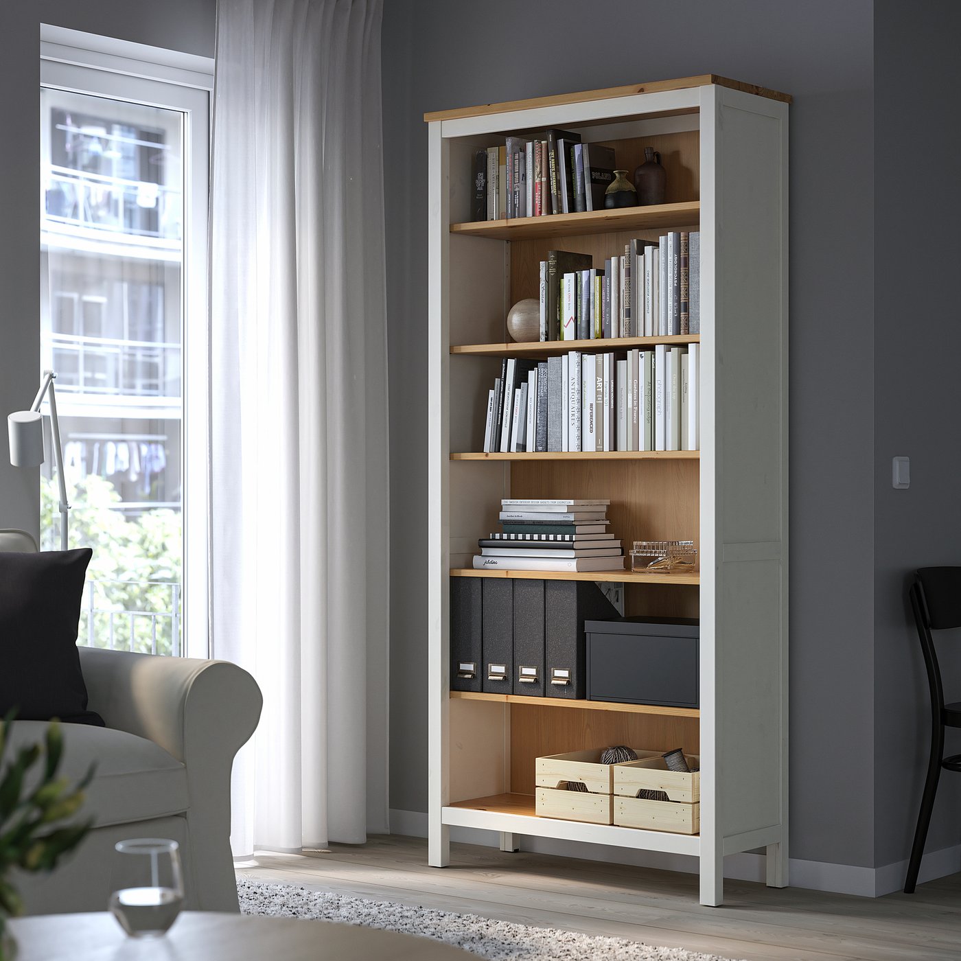 HEMNES bookcase white stain/light brown - IKEA