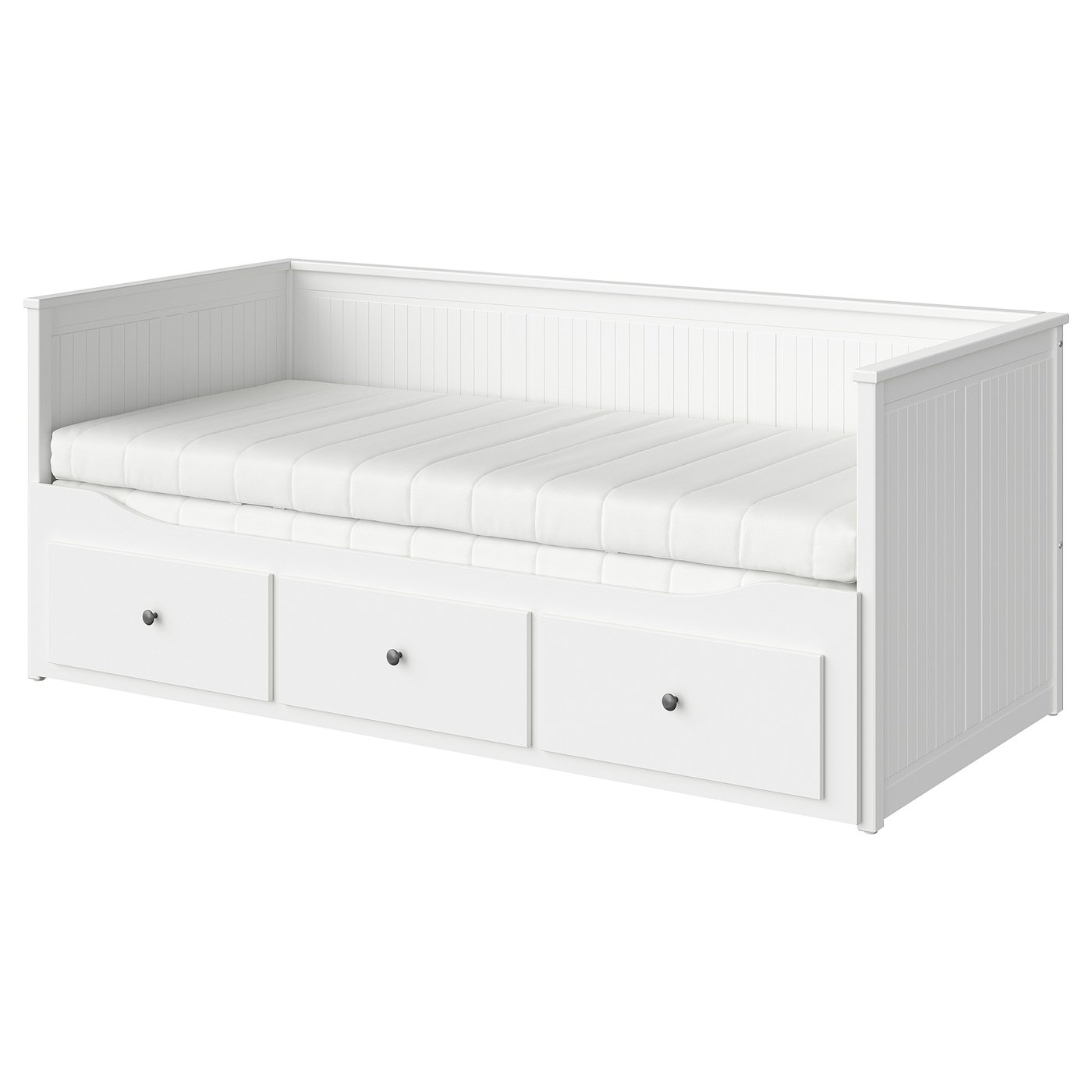 HEMNES day-bed w 3 drawers/2 mattresses white/Åfjäll firm - IKEA