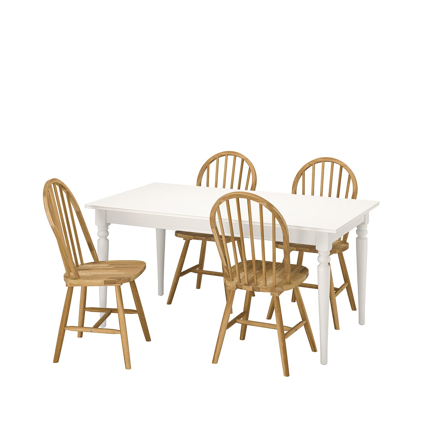 INGATORP / SKOGSTA table and 4 chairs white/acacia - IKEA