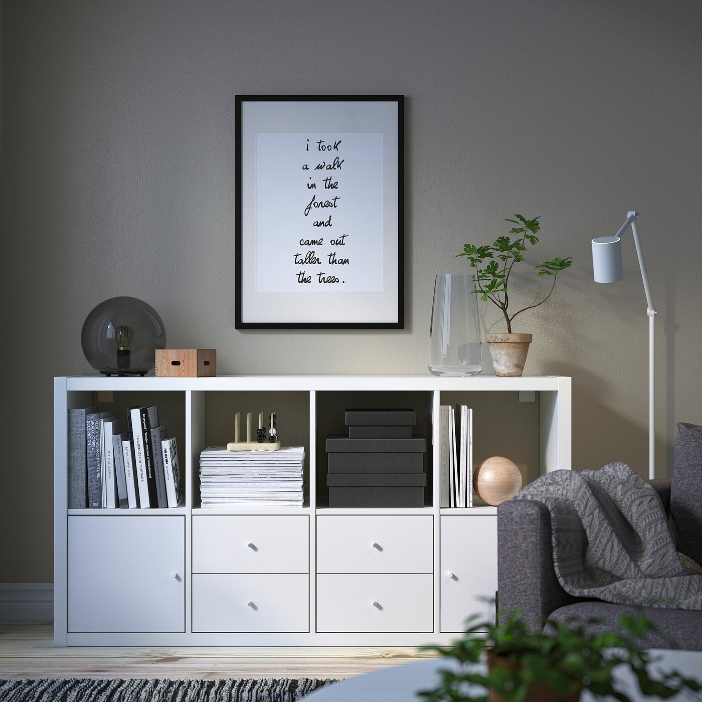 KALLAX shelving unit with 4 inserts white - IKEA