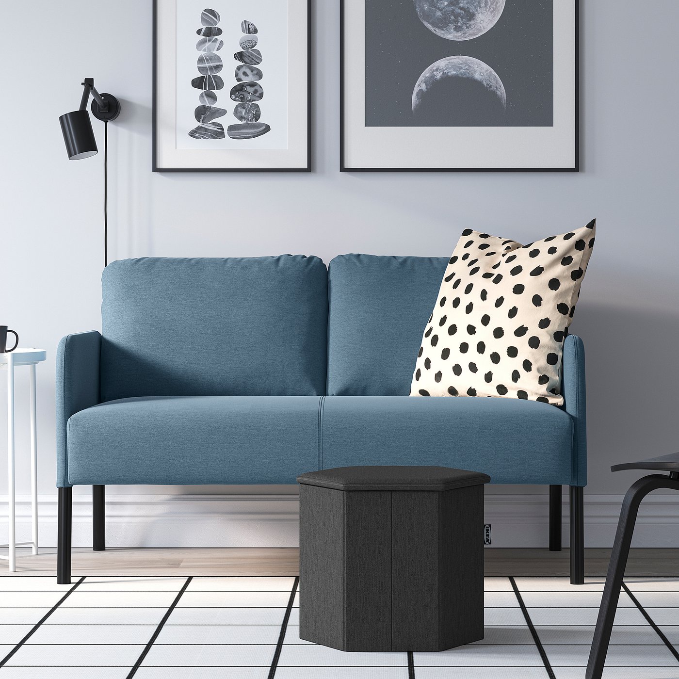 KJUGE pouffe with storage Knisa dark grey - IKEA