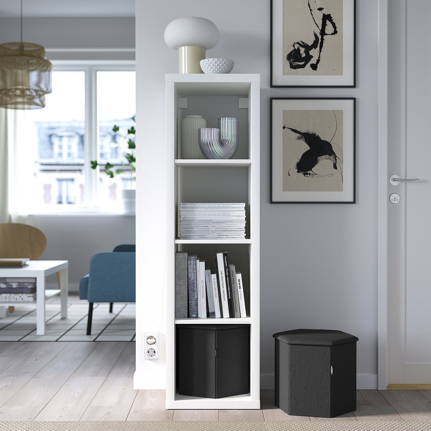 KJUGE pouffe with storage Knisa dark grey - IKEA
