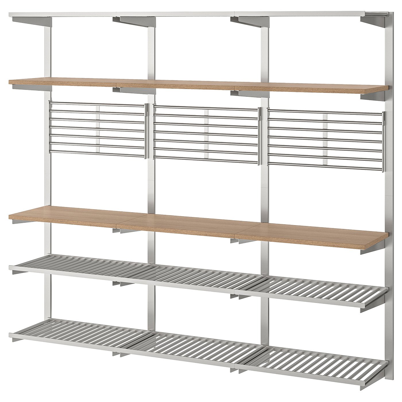 KUNGSFORS suspension rail with shelf/wll grid stainless steel/ash - IKEA