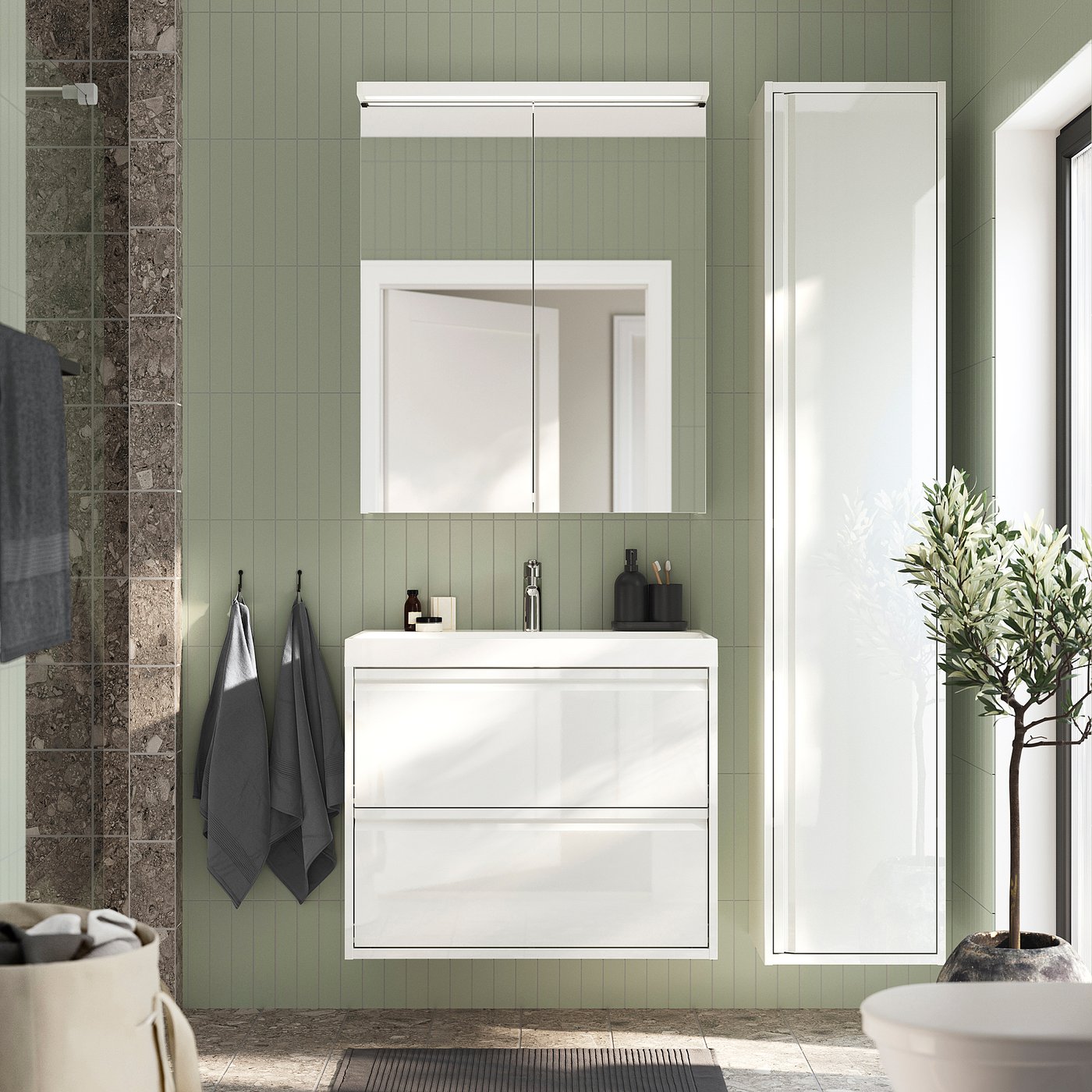 LETTAN mirror cabinet with doors mirror effect/mirror glass - IKEA