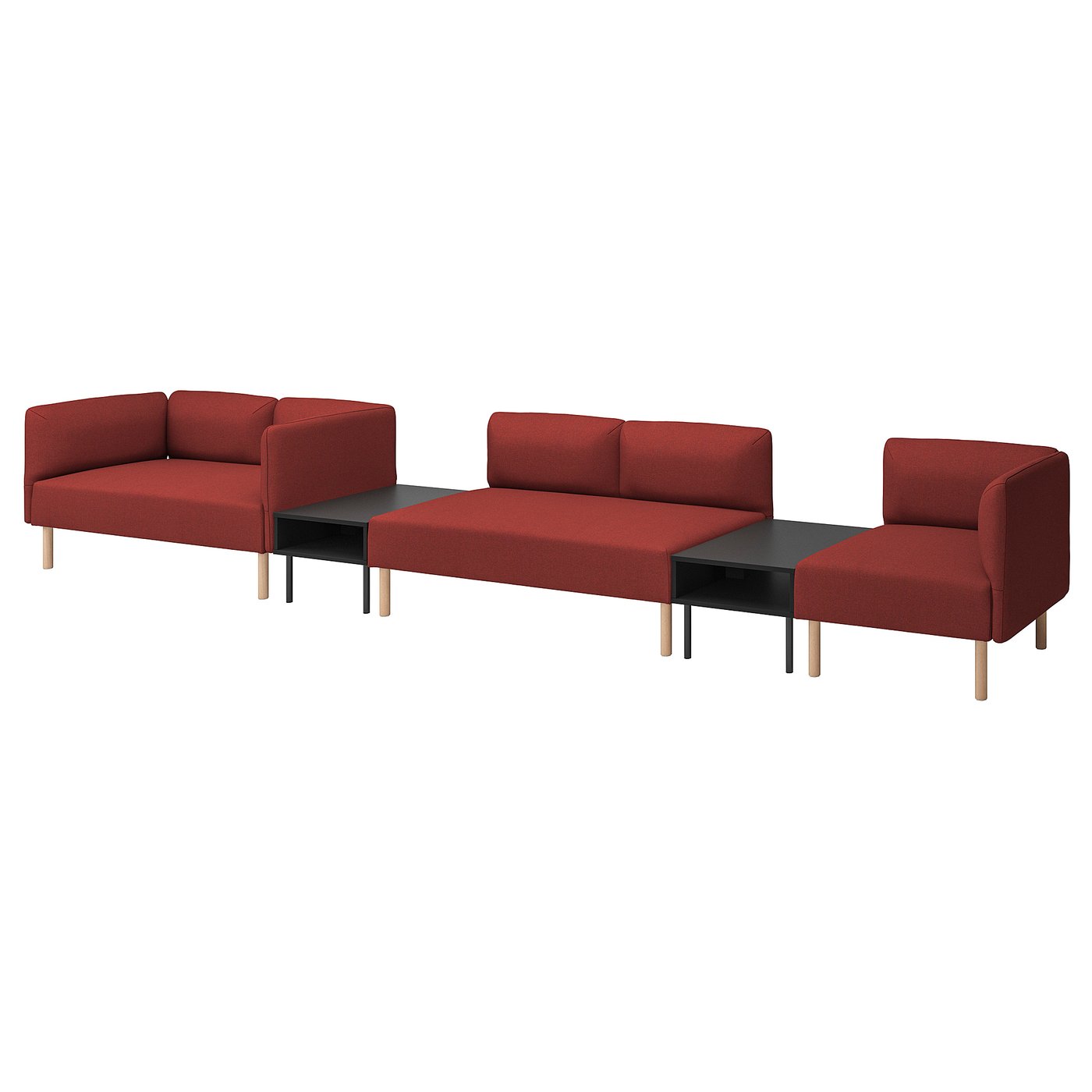 LILLEHEM 5-seat modular sofa with side table Gunnared/brown-red wood - IKEA